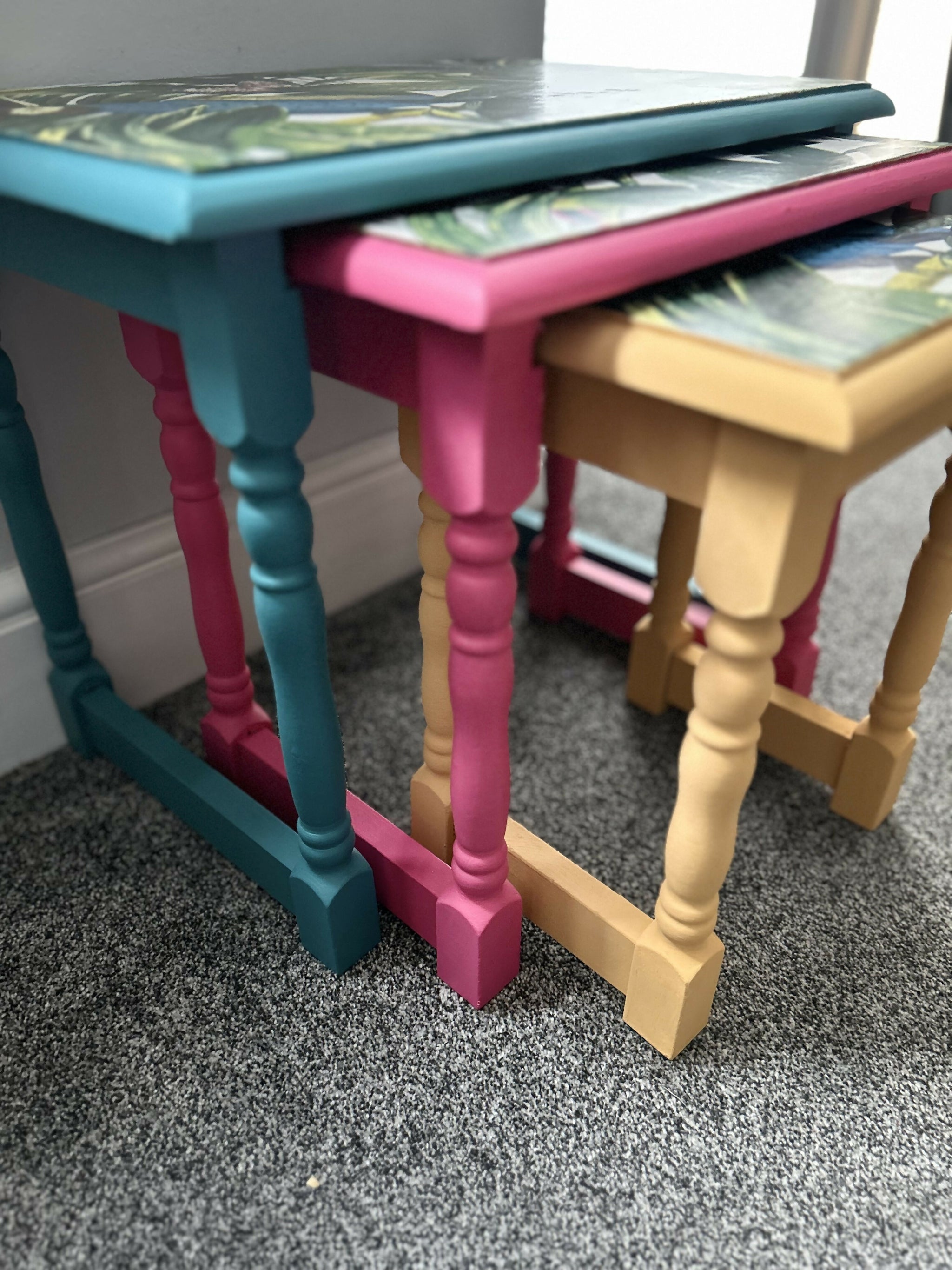 ***SOLD*** Hand Painted Nest of Tables – Upcite