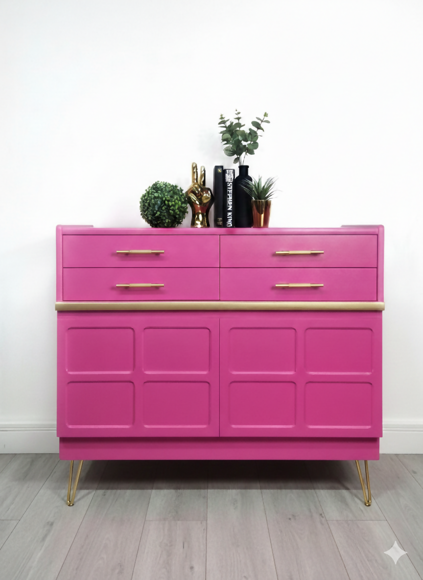 Nathan pink retro sideboard,media unit,cocktail cabinet – Upcite