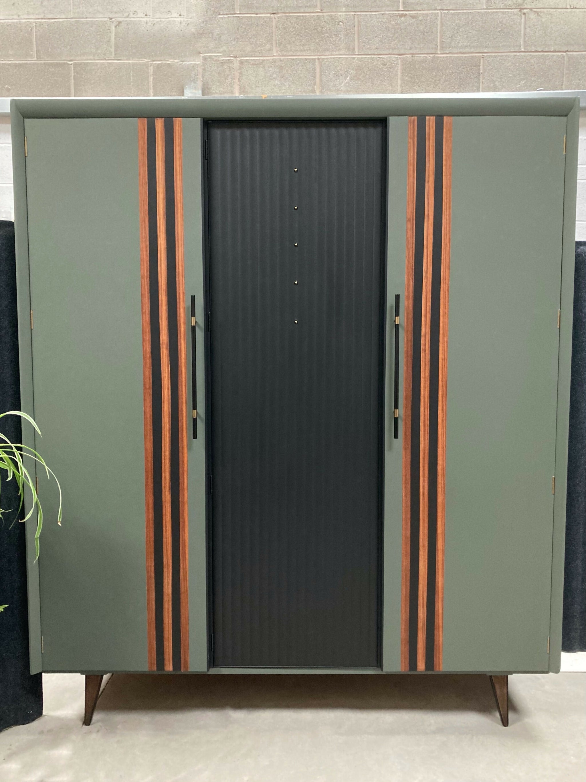 Rare Retro Mid Century Modern Lebus Link Wardrobe in Green, Black and ...