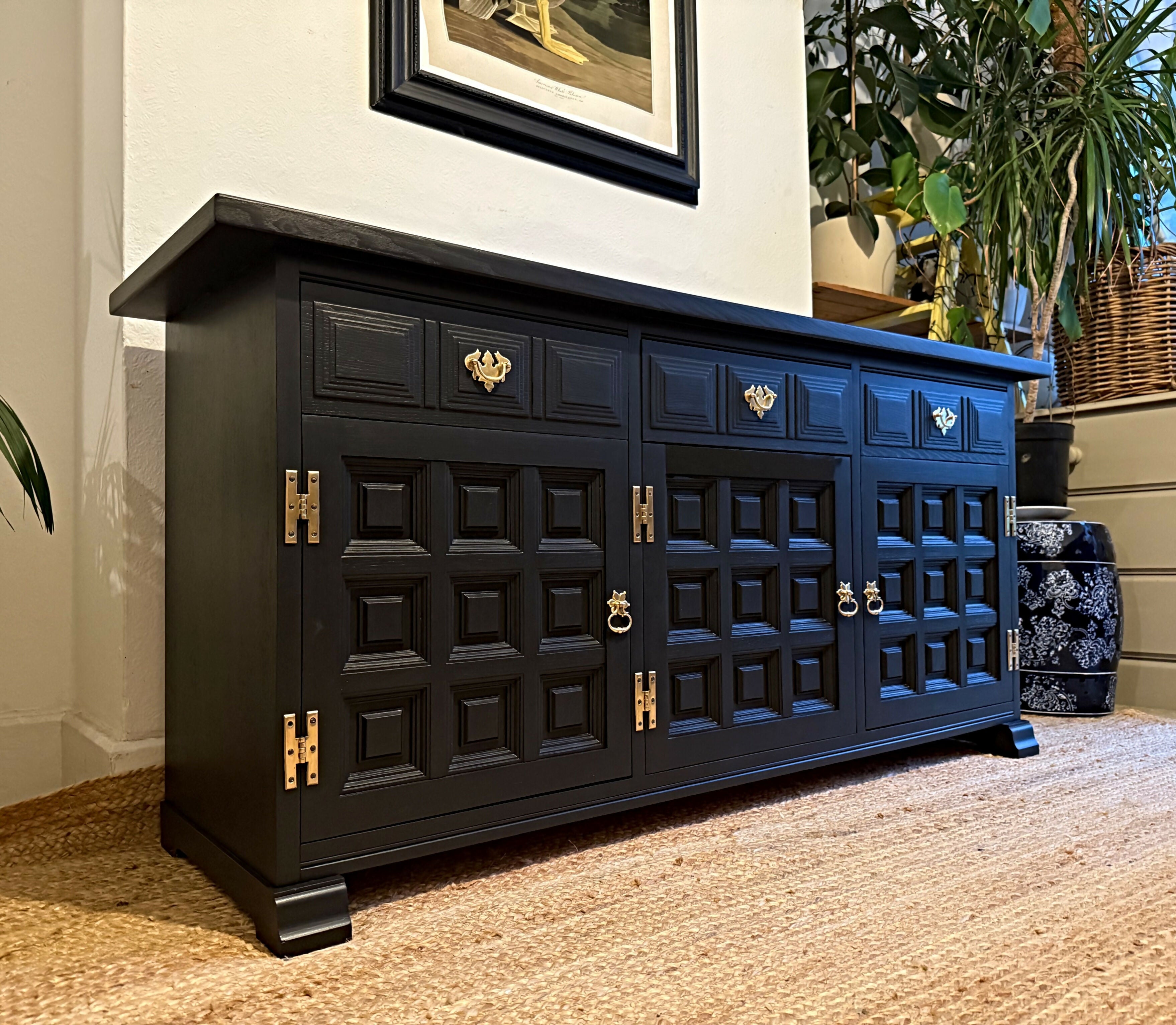 Newly refurbished large solid wood Toledo sideboard black – Upcite