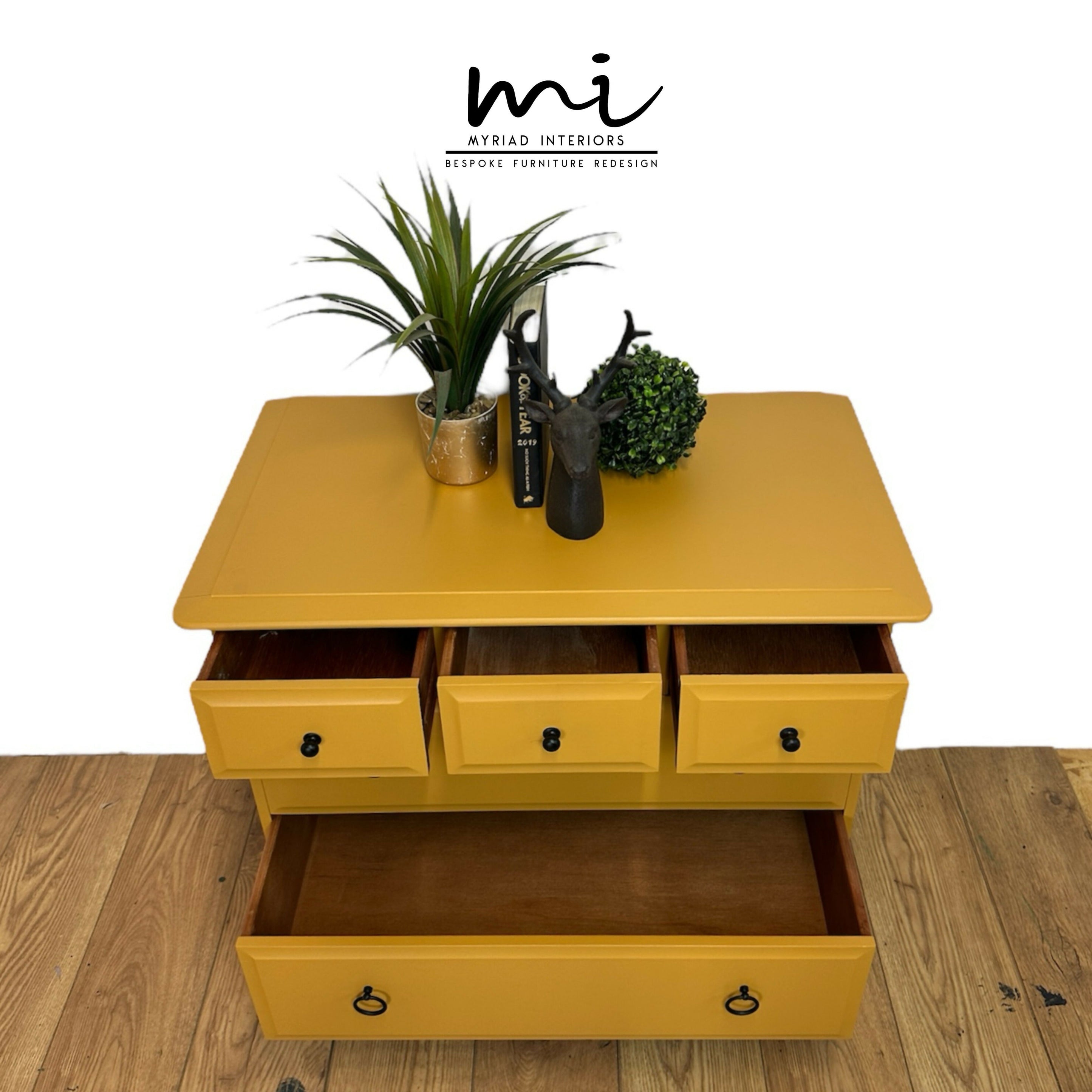 Stag Minstrel Chest Of Drawers in mustard yellow, oversized bedside ta ...
