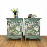 MADE TO ORDER Refurbished vintage Stag Minstrel bedside tables, dusky ...