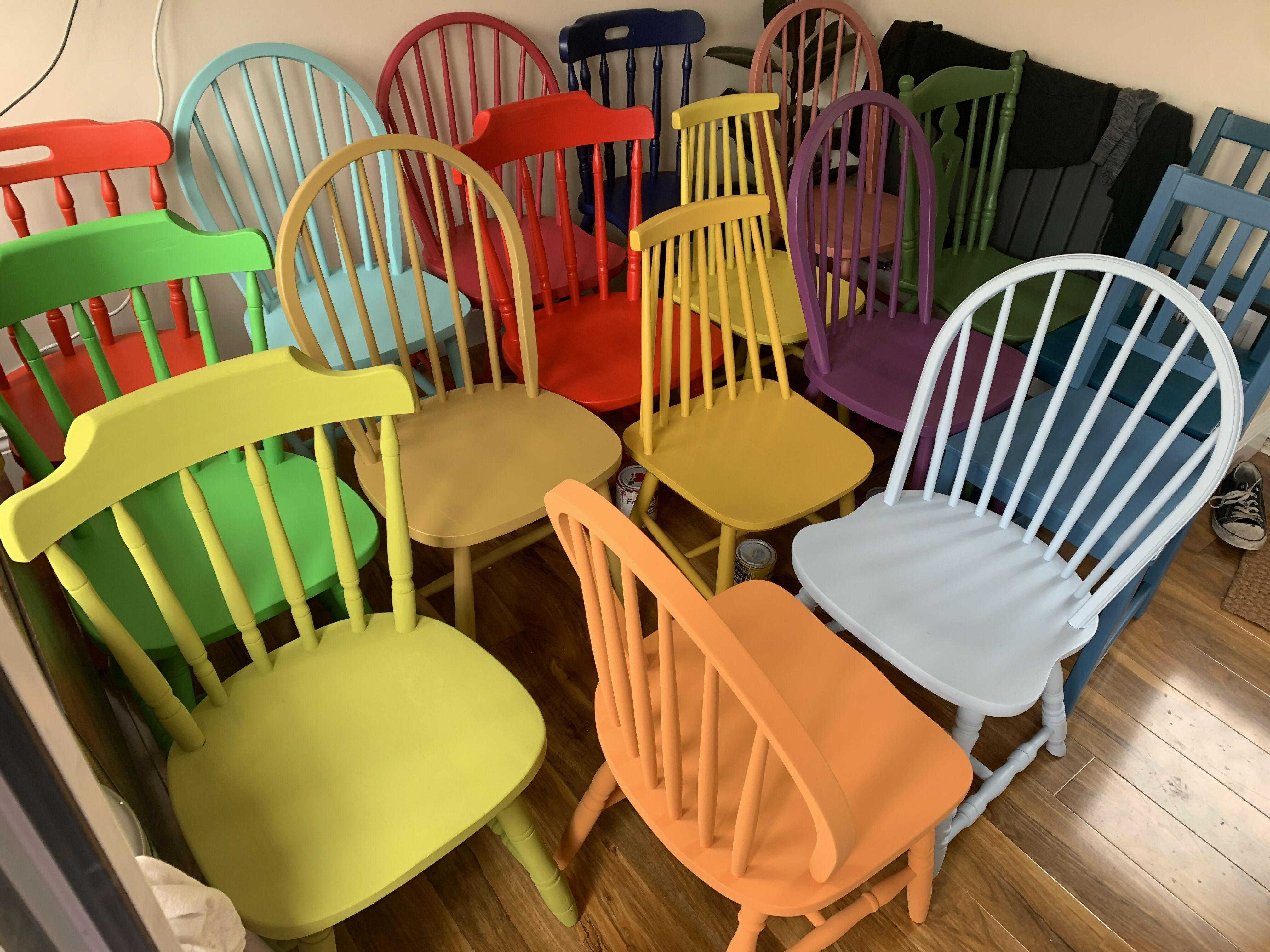 Hand Painted Multi Coloured Dining Chairs – Upcite