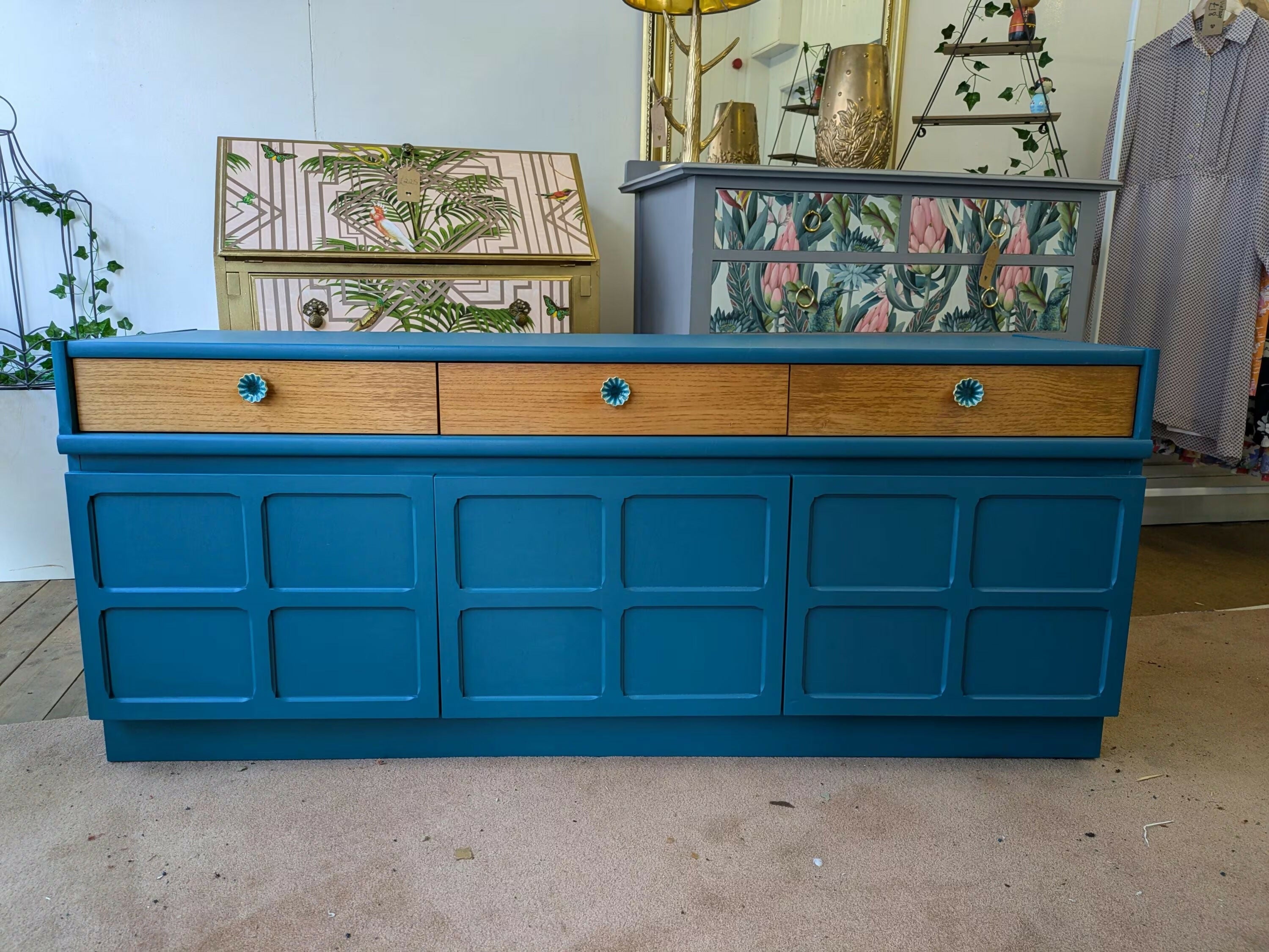 Mid Century Nathan Squares Sideboard Teak Retro PAINTED Upcycled Desig ...