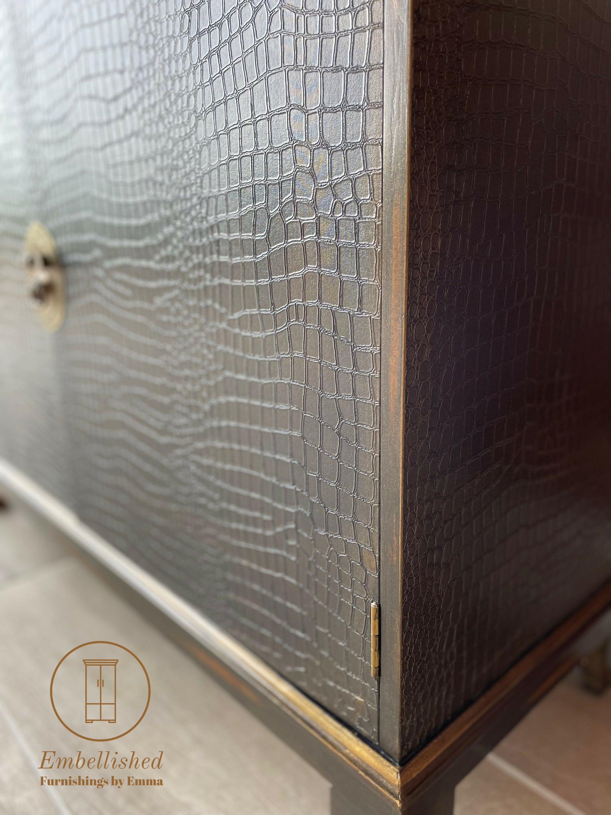 (SOLD) Statement cupboard/sideboard. Uniquely finished in faux crocodi ...
