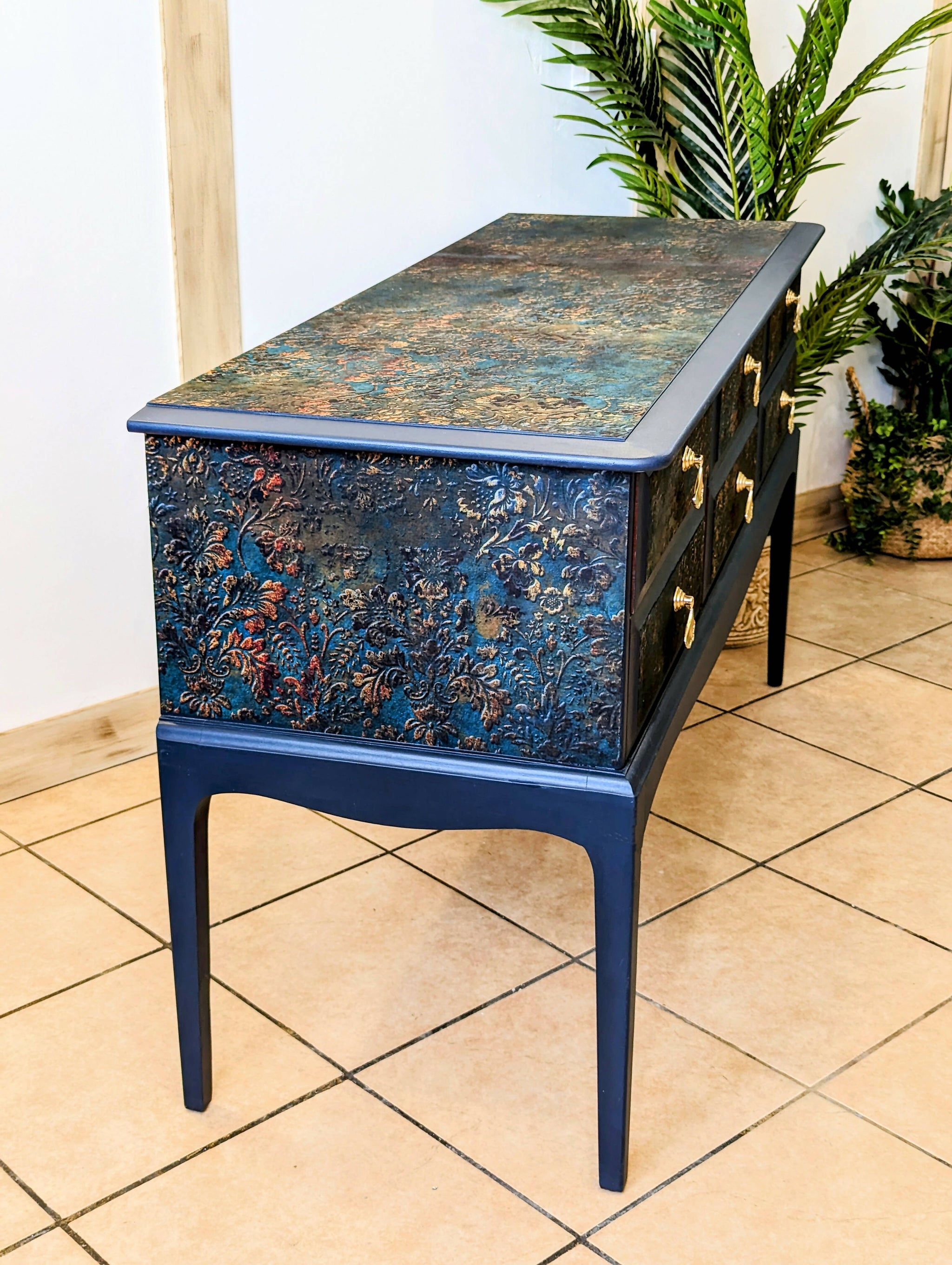 Vintage painted navy blue Stag minstrel dressing table/ sideboard/ con ...