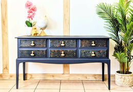 Vintage painted navy blue Stag minstrel dressing table/ sideboard/ con ...