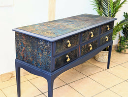 Vintage painted navy blue Stag minstrel dressing table/ sideboard/ con ...